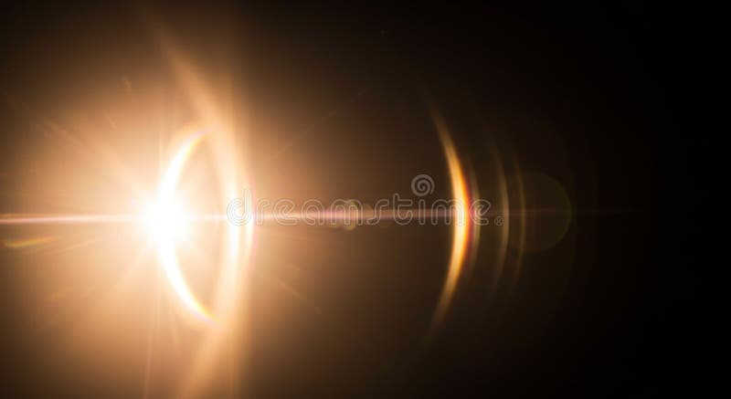 Golden Lens Flare on Dark Background Stock Illustration - Illustration ...