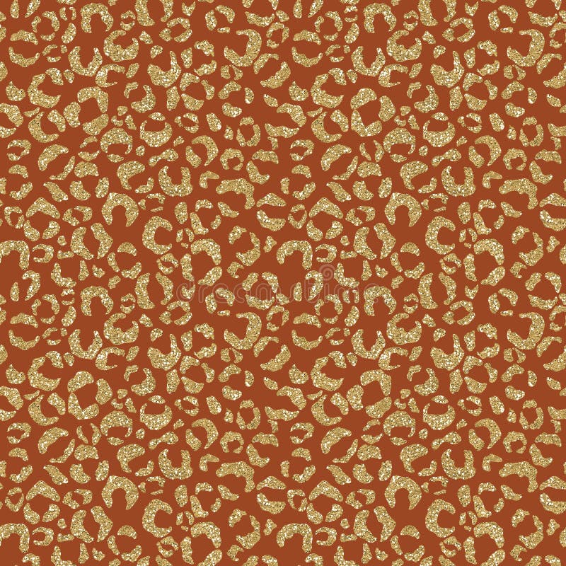 Golden Leopard Print Seamless Pattern Stock Illustration - Illustration ...