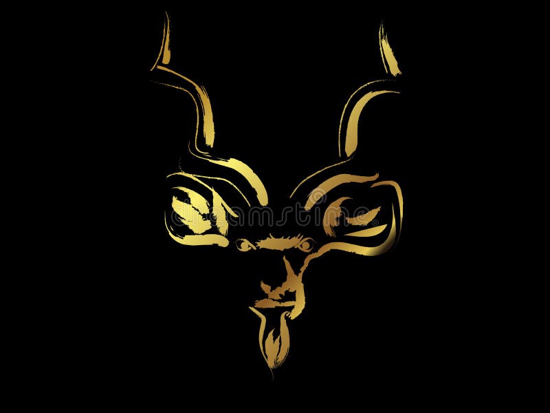 Lesser Kudu Head with Sketch on White Stock Illustration - Illustration ...