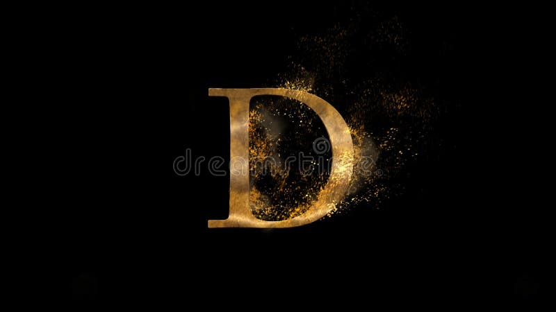 Golden Letter D with Gold Particles and Alpha Channel, Golden Alphabet ...
