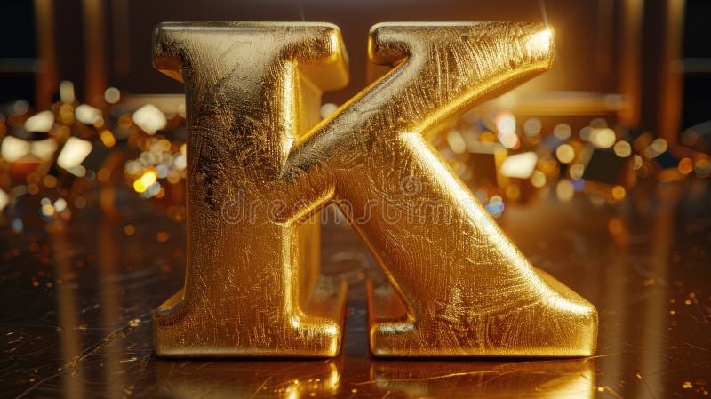A Golden Letter K Symbol on a Shiny Surface Stock Image - Image of ...