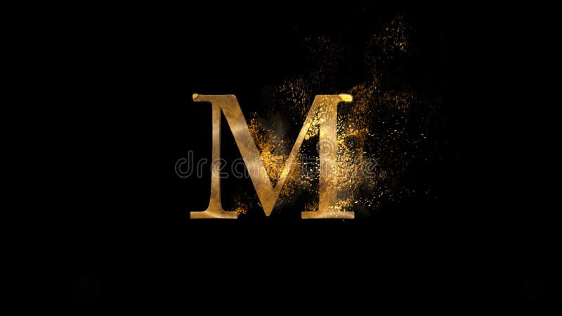 Golden Letter M with Particles, Alphabet, Abc, Alpha Channel Stock ...
