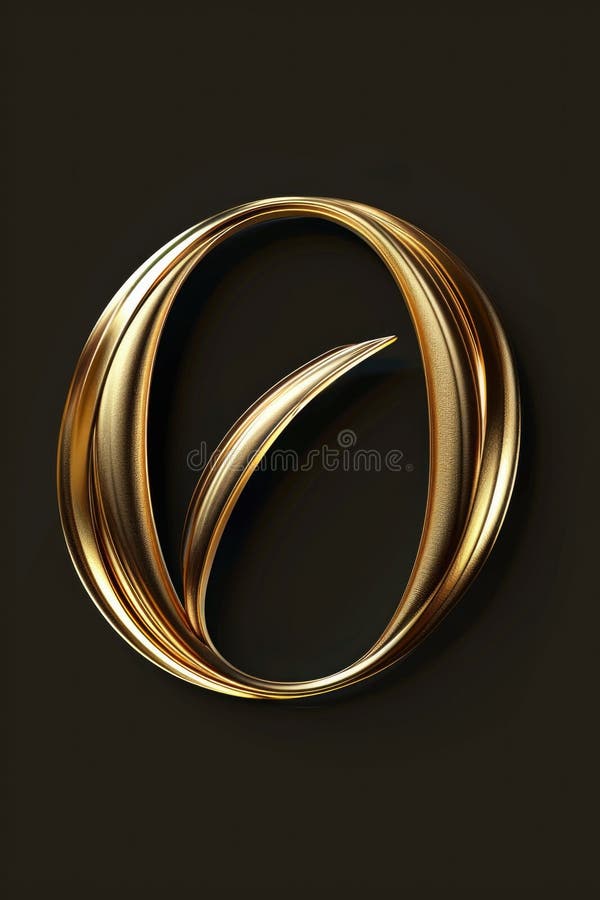A Golden Letter O on a Dark Black Background. Perfect for Graphic ...