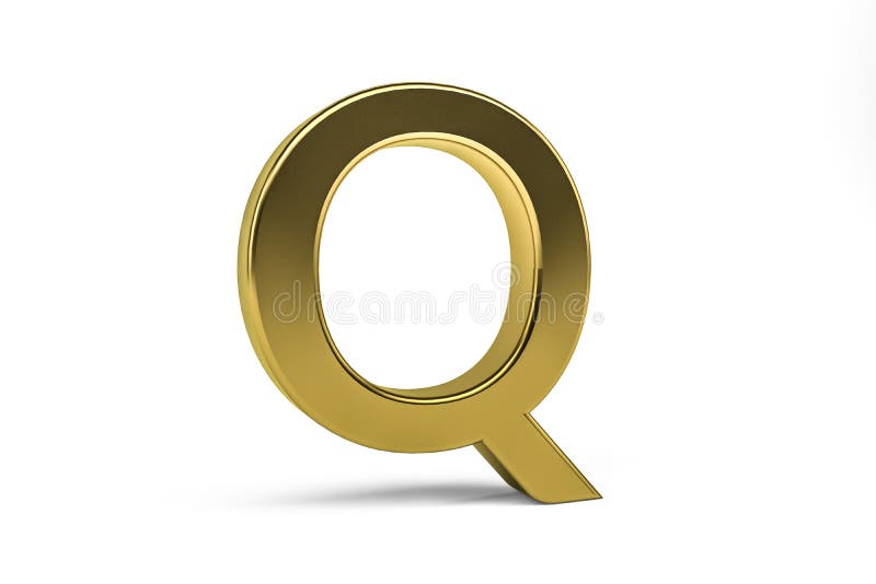 Golden Letter Q - Three Dimensional Letter Q on White Background Stock ...