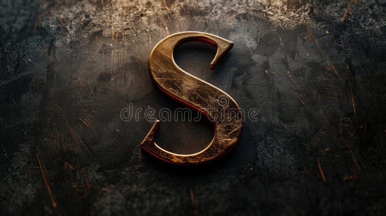 A Golden Letter S on a Black Surface Stock Photo - Image of golden ...