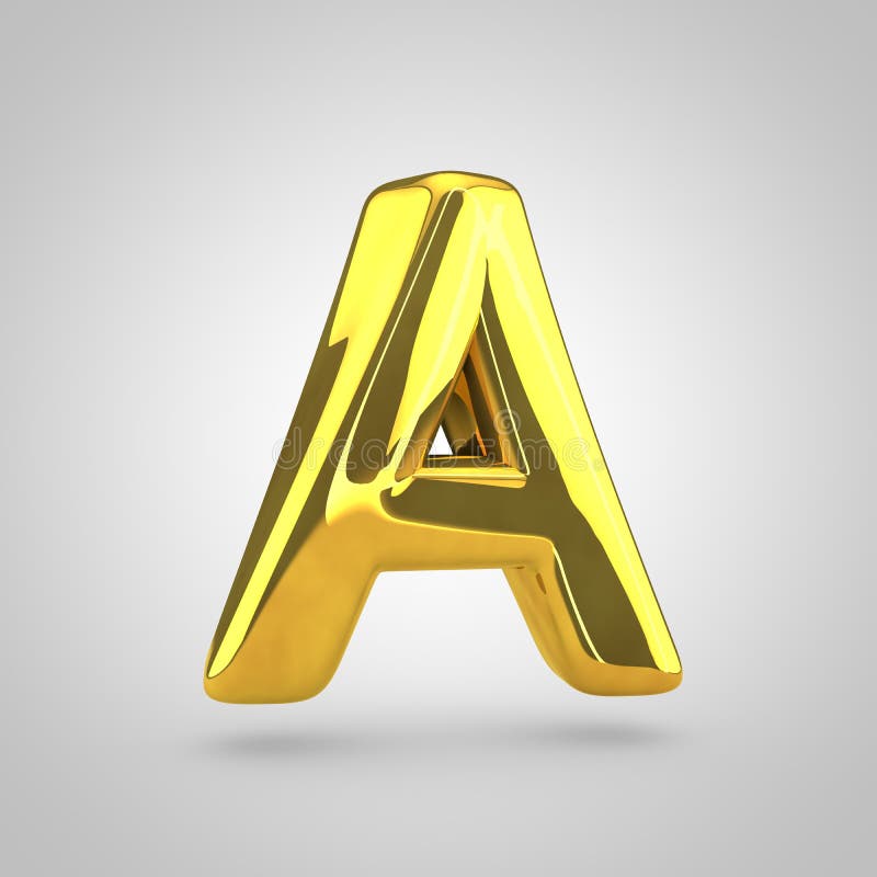 Golden Letter a Uppercase on White Background Stock Illustration ...