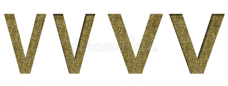 Golden Letter V Cut Out of White Paper on the Backdrop of a Pattern of ...