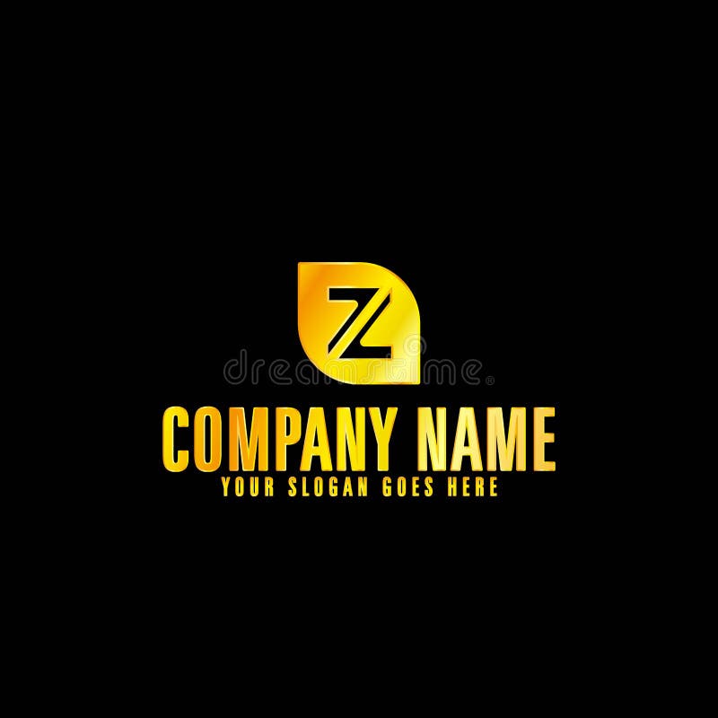 Golden Letter Z Emblem with Black Background Stock Vector ...