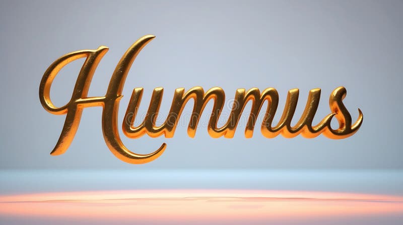 Golden Lettering of Hummus Against a Subtle Light Background Stock ...