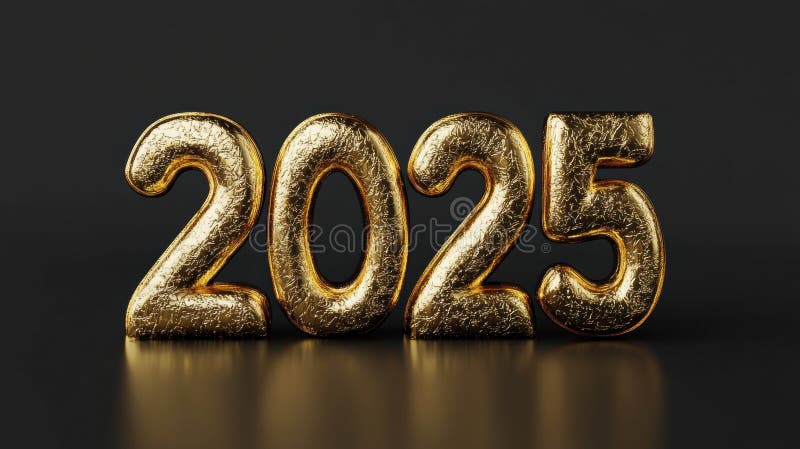 Golden 2025 Letters As Bold 3d Illustration for Festive Concepts Stock ...