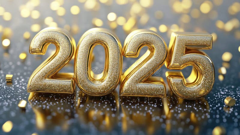 Golden 2025 Letters As Bold 3d Illustration for Festive Concepts Stock ...