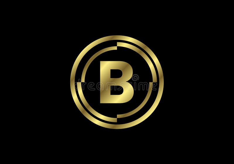 Golden Letters B with Golden Circle Frames. English Alphabet, Stock ...