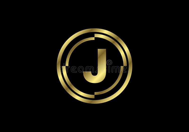 Golden Letters J with Golden Circle Frames. English Alphabet, Stock ...