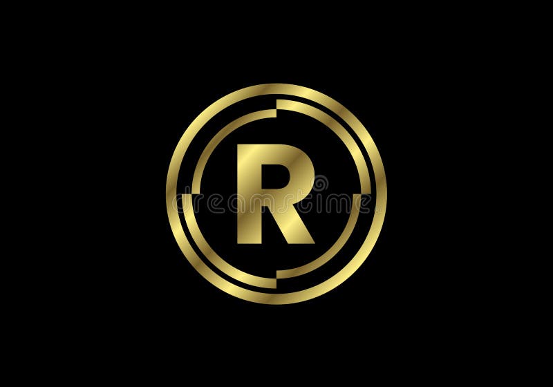 Golden Letters R with Golden Circle Frames. English Alphabet, Stock ...