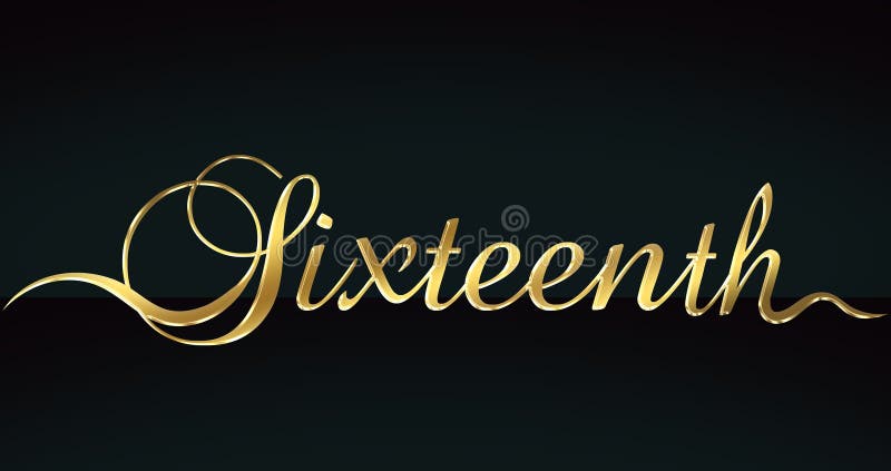 16th in Isolated Golden Letters Stock Image - Illustration of shining ...