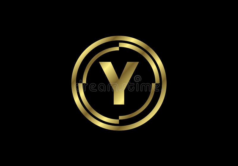 Golden Letters Y with Golden Circle Frames. English Alphabet, Stock ...