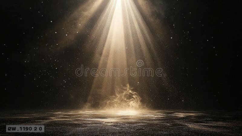 Golden Light Beam Illuminates Dark Room with Dust Particles Stock Photo ...