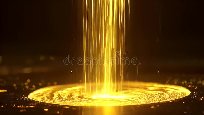 Golden Beam of Light Shining Down on a Circular Surface Creating a ...