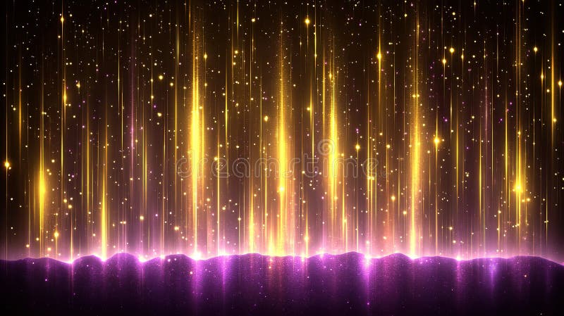 Golden Light Beams Cascading on a Purple Base Stock Illustration ...