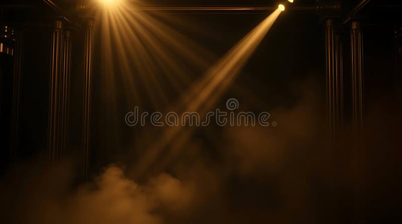 Golden Light Beams with Columns, and Fog Stock Image - Image of light ...