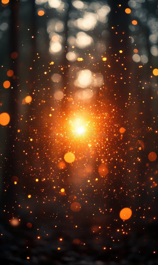 Golden Light Beams Illuminating Particles in a Dark Forest Setting ...