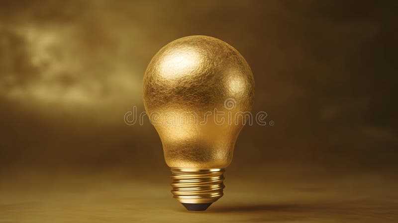 Golden Light Bulb Concept with Textured Surface on a Monochromatic ...