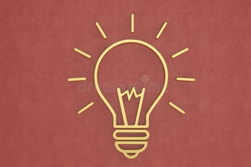 Golden Light Bulb Icon Isolated on White Background. 3d Illustration ...