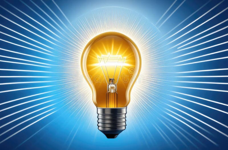 Golden Light Bulbs, Over Science and Technology Blue Neon Color Pattern ...