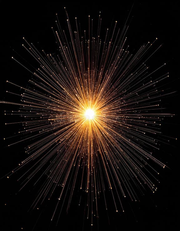 Golden Light Burst Explosion on Black Background Stock Illustration ...