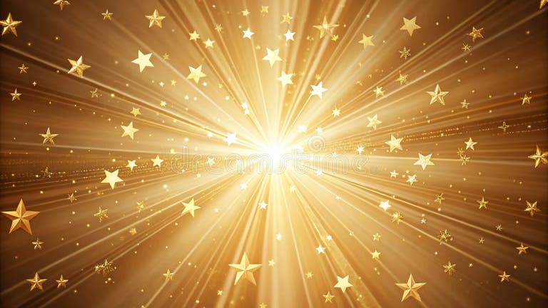 Golden Light Burst with Shining Rays and Starry Illumination Stock ...