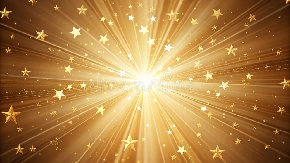 Golden Light Burst with Shining Rays and Starry Illumination Stock ...