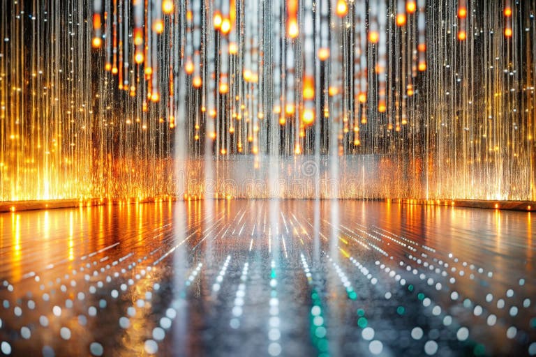 Golden Light Cascade Stage, Awards Ceremony Backdrop Stock Illustration ...