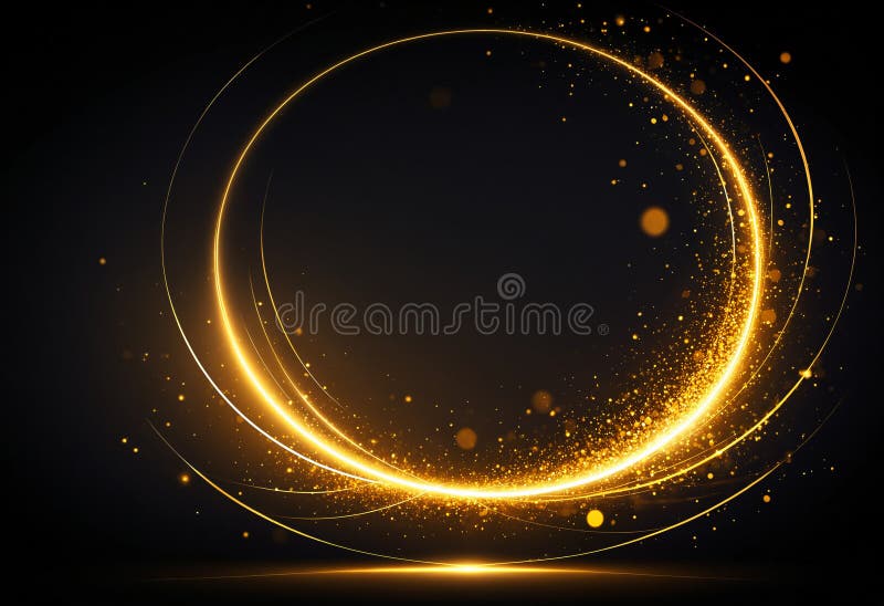 Golden Light Circle with Glowing Spark Effect and Luxury Elegance Stock ...