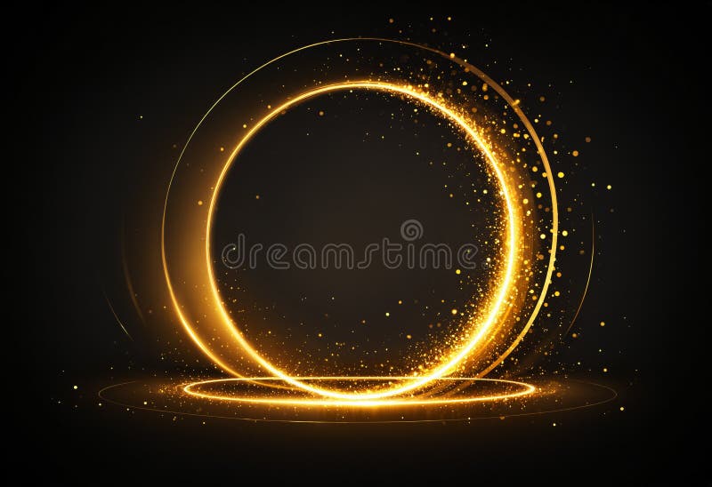 Golden Light Circle with Glowing Spark Effect and Luxury Elegance Stock ...