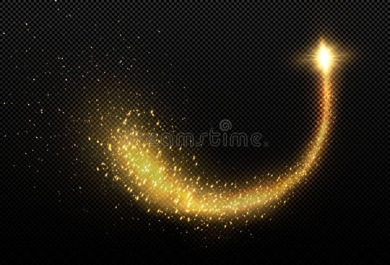 Golden Light Comet. Magic Light Line Stock Vector - Illustration of ...
