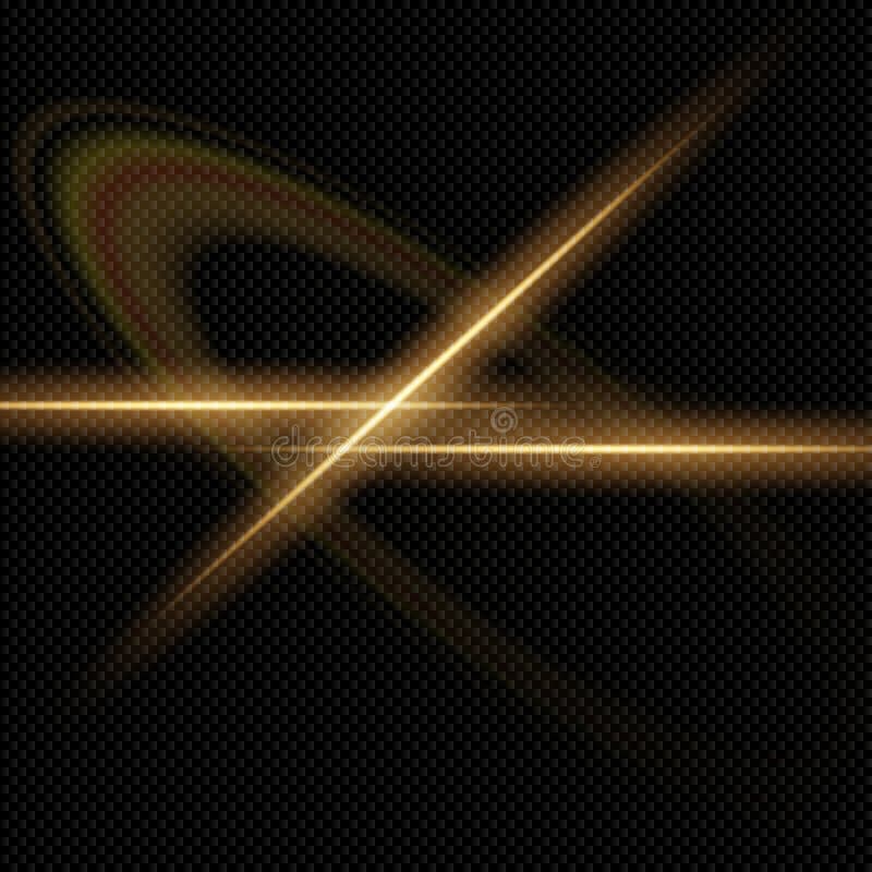 Golden Light Effect. Abstract Laser Beams of Light Stock Illustration ...