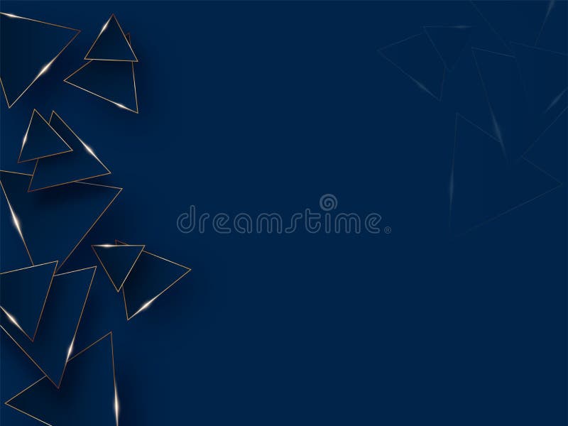 Golden Light Effect Geometric Golden Triangle Elements on Blue Stock ...