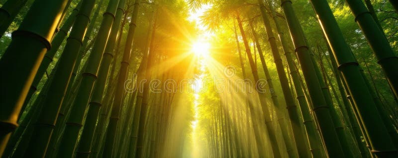 Golden Light Filters through Towering Bamboo Stalks Texture Ecology ...