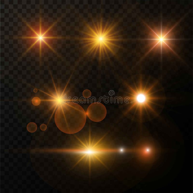 Golden Light Glow and Shimmer Star Highlight Effect Stock Vector ...