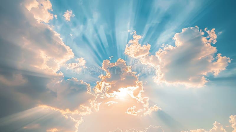Golden Light of Hope, Sun Rays through Clouds, Heavenly Sky ...