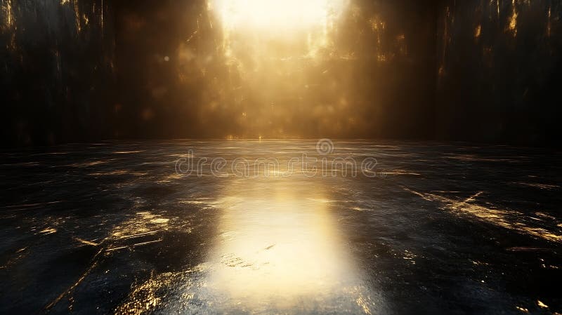 Golden Light Illuminates Dark Reflective Surface Stock Photo - Image of ...