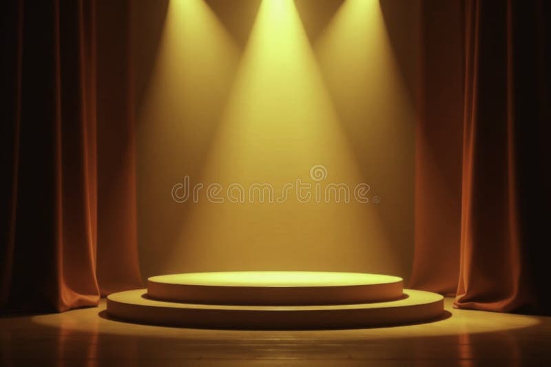 Golden Light Illuminates a Luxurious Empty Stage, Stage, Glow ...