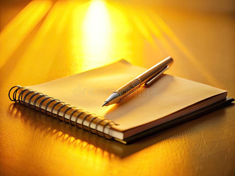 Golden Light Illuminates Miniature Writing Setup a TiltShift CloseUp of ...