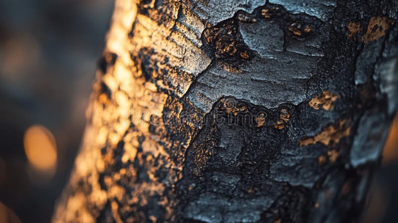 Golden Light Illuminates Tree Bark Texture Stock Illustration ...