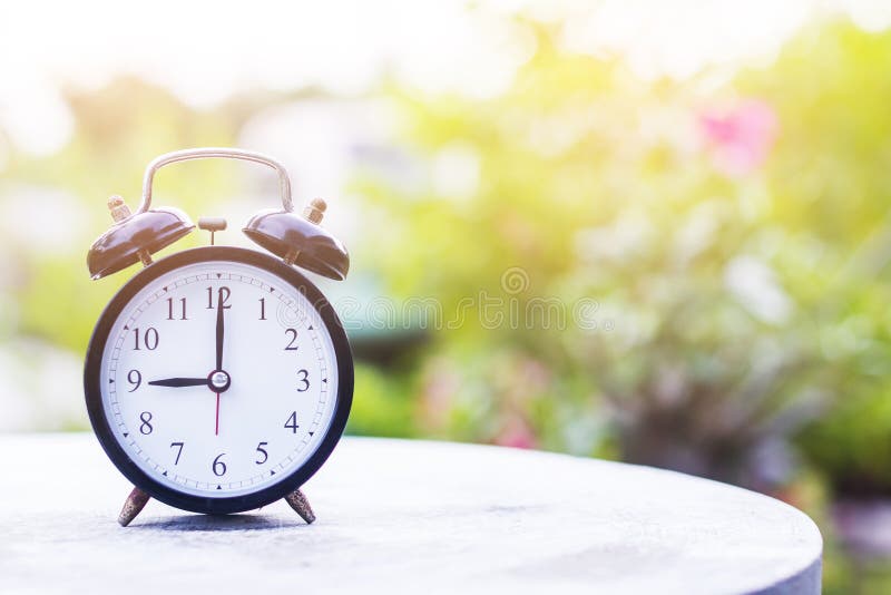 Golden Light with Old Clock and New Morning Stock Image - Image of ...
