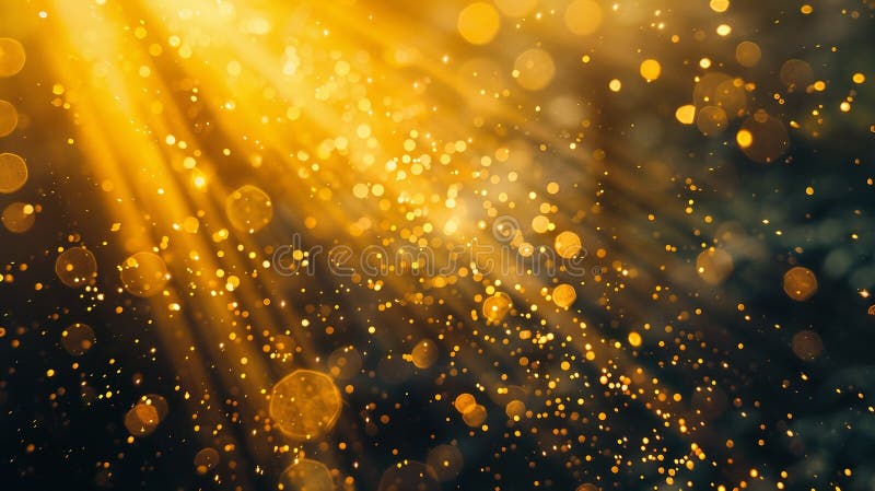 Golden Light Particles Floating in a Dark Background, Creating a ...