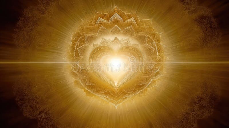 Golden Light Radiates from Heart Center Surrounded by Mandalas and ...