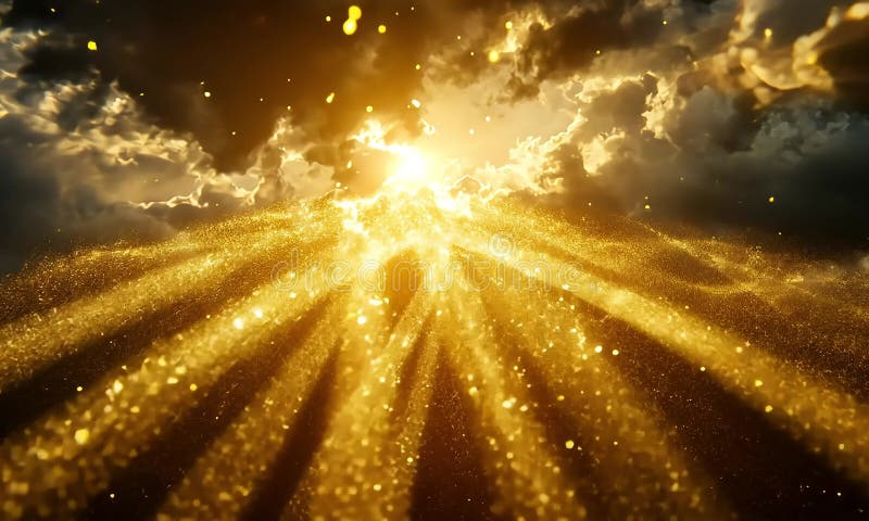 Golden Light Radiating through Clouds Stock Video - Video of powerful ...