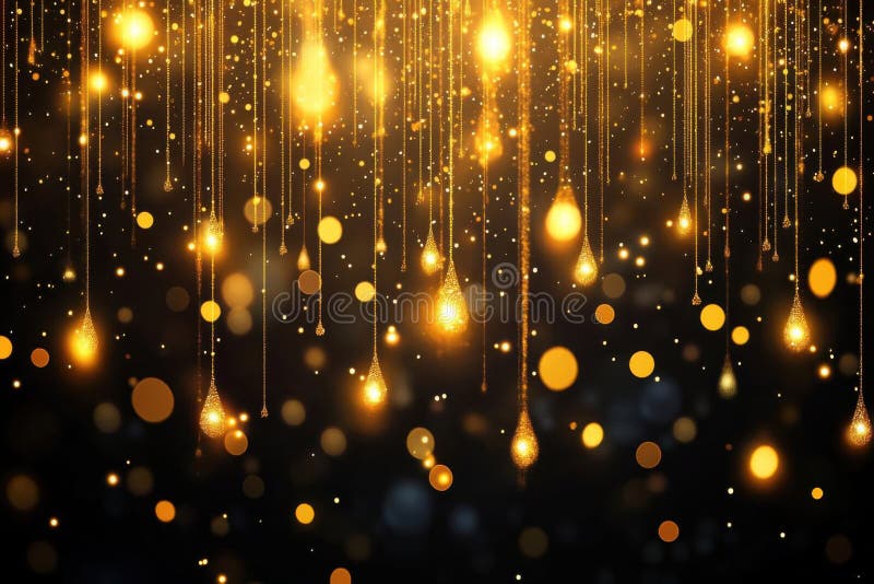 Golden Light Rain with Luxury Background, and Sparkle Stock ...