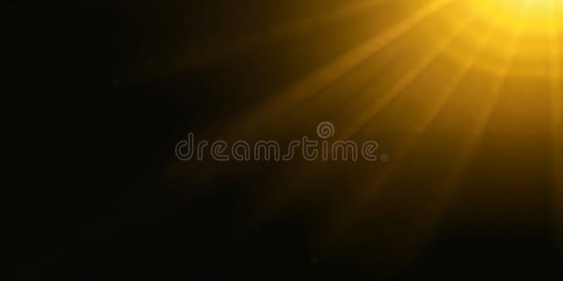 Golden Light Rays on a Black Background Stock Illustration ...